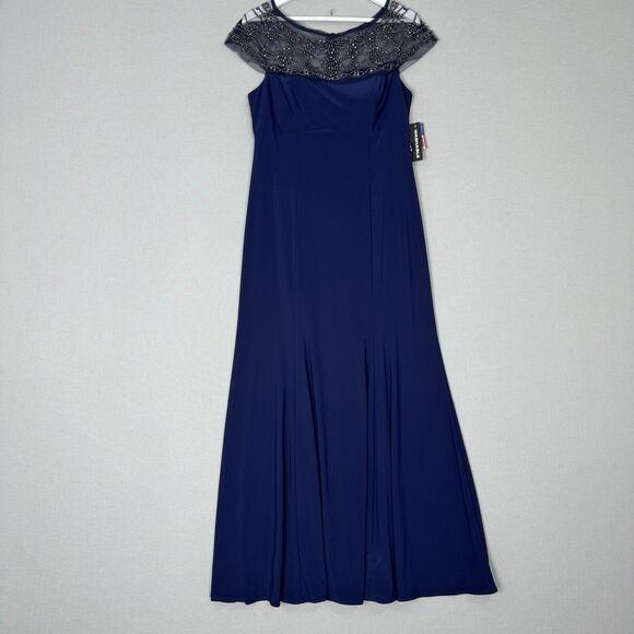 R&M Richards | Dresses | Rm Richards Womens Dress 2 Blue Beaded Jersey ...